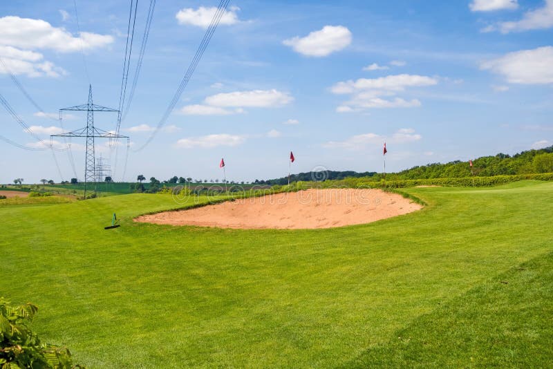 Sand bunker, golf course stock image. Image of outdoor - 59174973