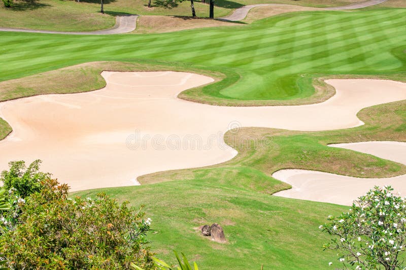 Sand bunker stock photo. Image of place, hole, golf, exercise - 63143266