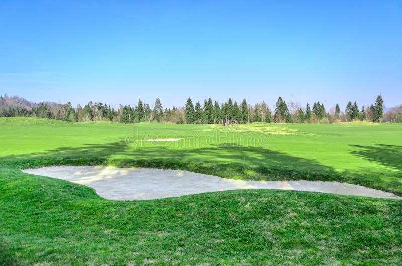 Sand Bunker on the Golf Course. Sand Trap Stock Image - Image of ...