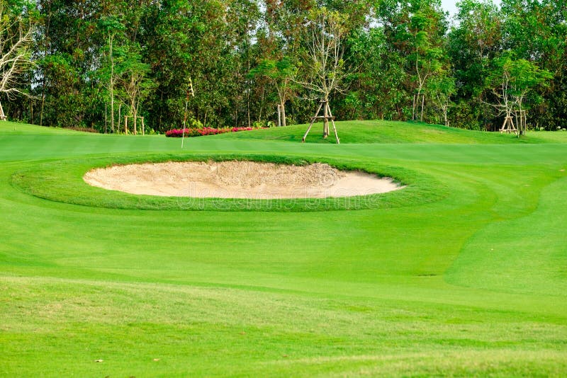 Sand Bunkers on Golf Fairway Stock Image - Image of golfing, nature ...