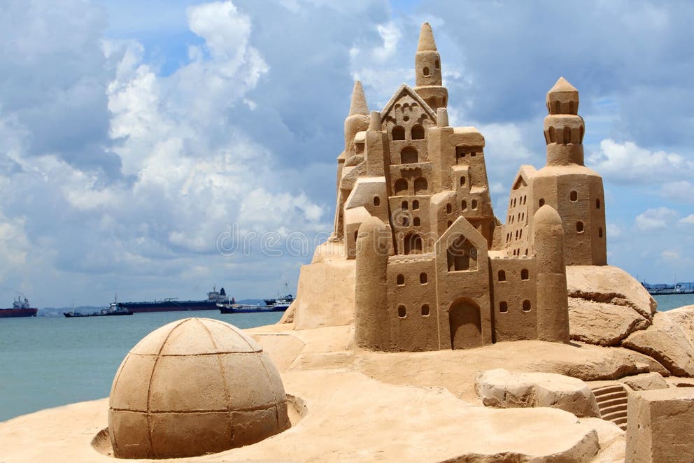 Sand castle stock image. Image of blue, coast, artwork - 14669041