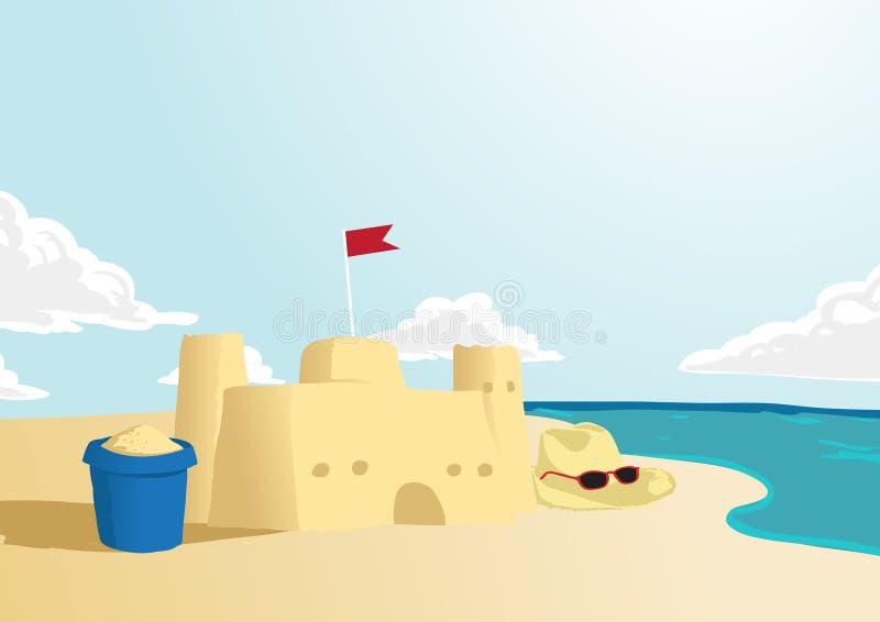 Cartoon sand castle stock vector. Illustration of beach - 42372864