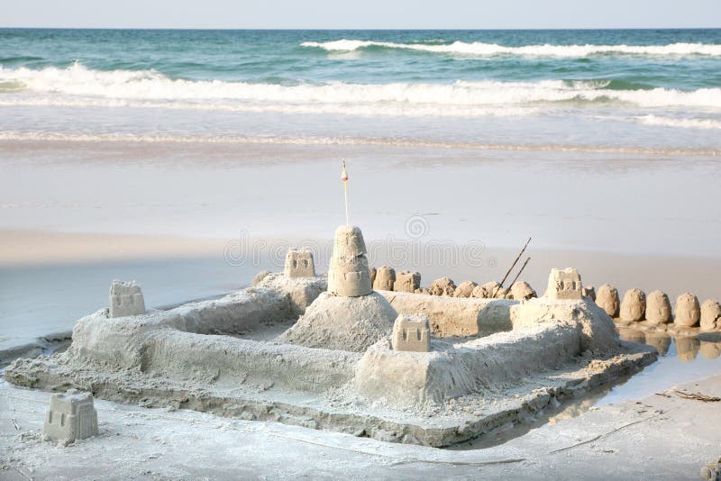 Sand castle on the beach stock image. Image of vacation - 15679197