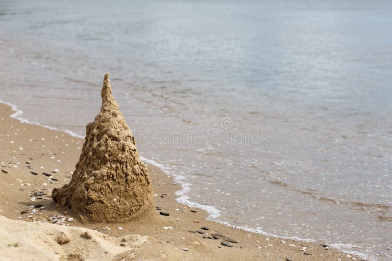 Sand castle on beach stock image. Image of castle, horizon - 53939579