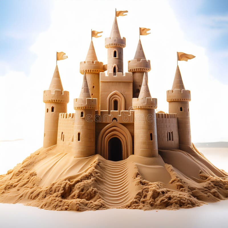 Sand castle on the beach stock illustration. Illustration of small ...