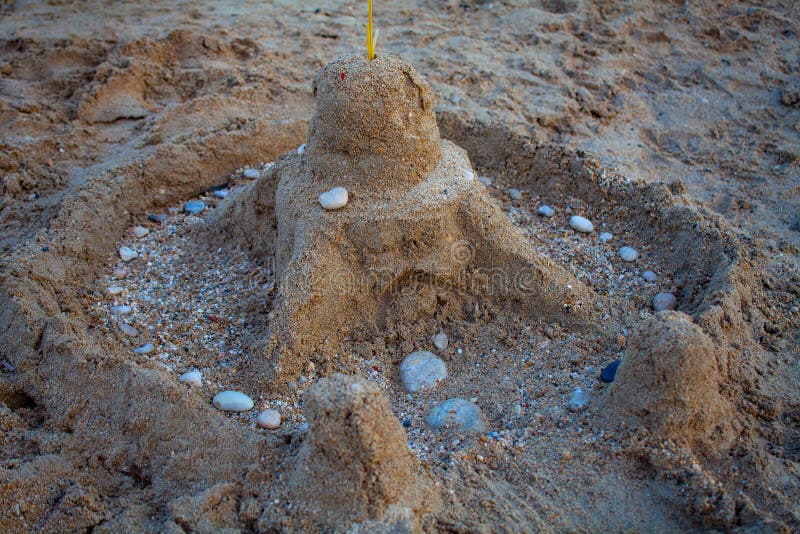 Sand Castle on the Beach. Kids Play with Sand. Castle Made of Sand on ...