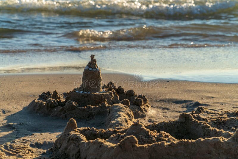 Sand Castle on the Beach, Summer Sunny Day Stock Photo - Image of ...