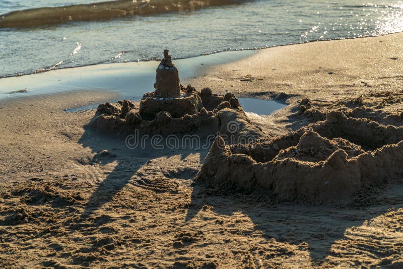 Sand Castle on the Beach, Summer Sunny Day Stock Image - Image of ...