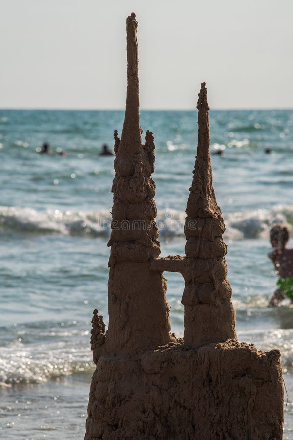 Sand Castle on the Beach, Summer Sunny Day Stock Photo - Image of play ...