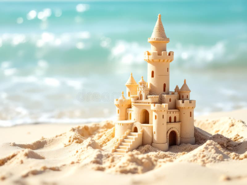 Sand Castle is Built on the Beach Stock Photo - Image of fort, sunny ...