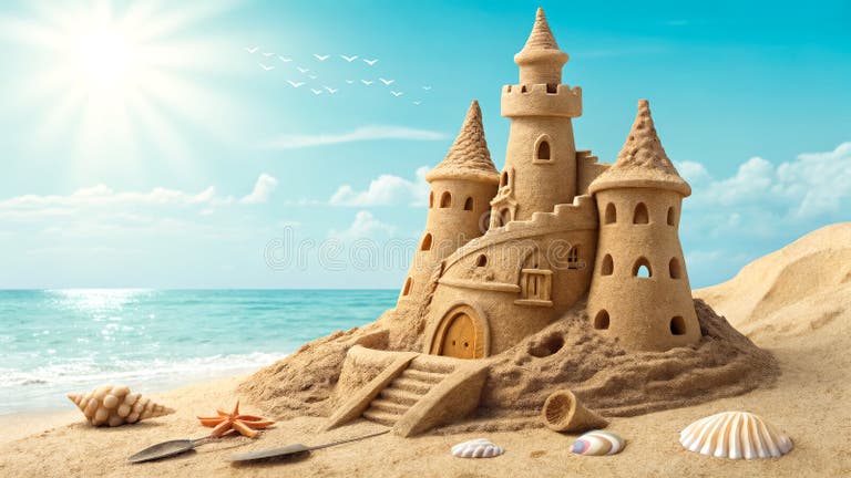 Sand Castle is Built on the Beach Stock Photo - Image of tropical ...
