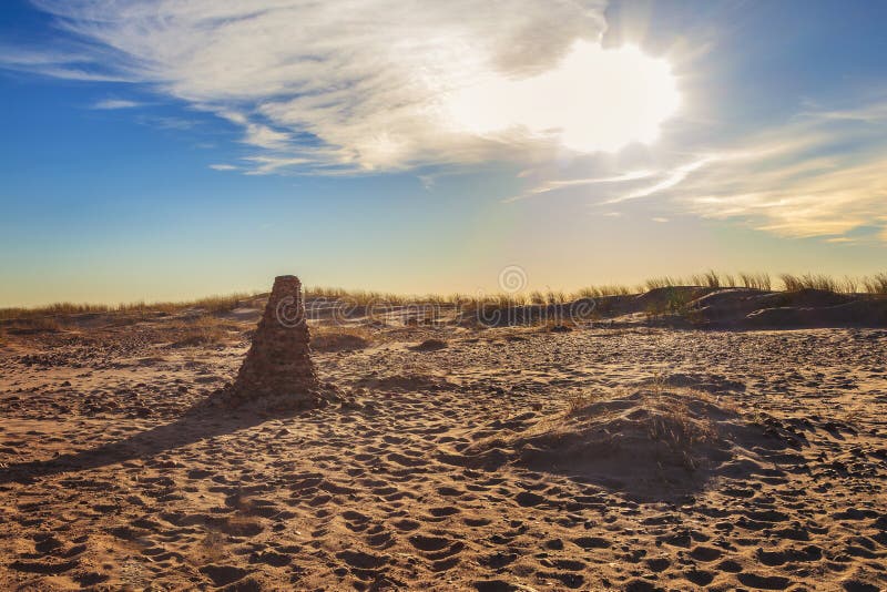 Sand-built tower stock photo. Image of coastal, seascape - 119933450