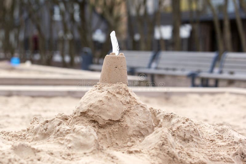 Sand Castle, Children`s Playground in the Park Stock Photo - Image of ...