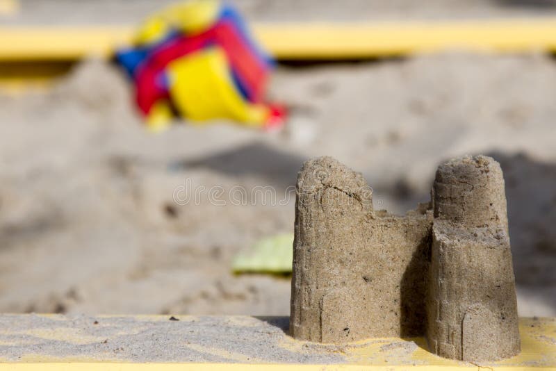 Sand Castle in the Children`s Sandbox Stock Image - Image of doodle ...