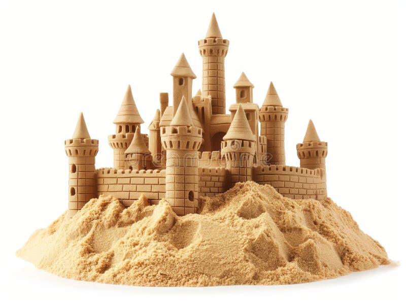Sand Castle Isolated on White Background Stock Image - Image of ...