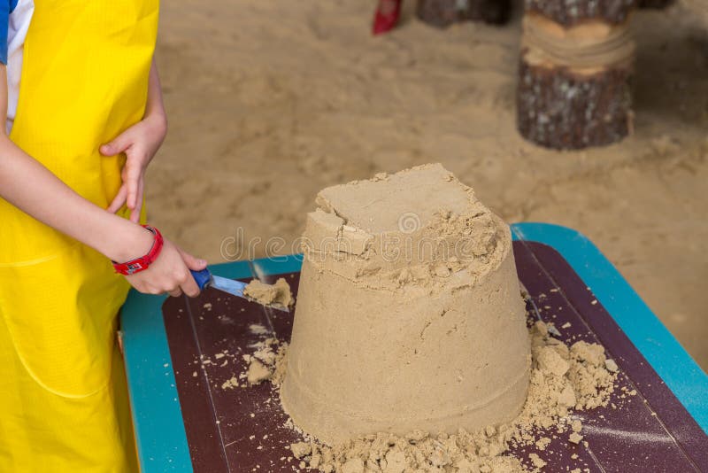 Kids Building Sand Castle Kids Making Sand Castle Sea Beach Stock ...
