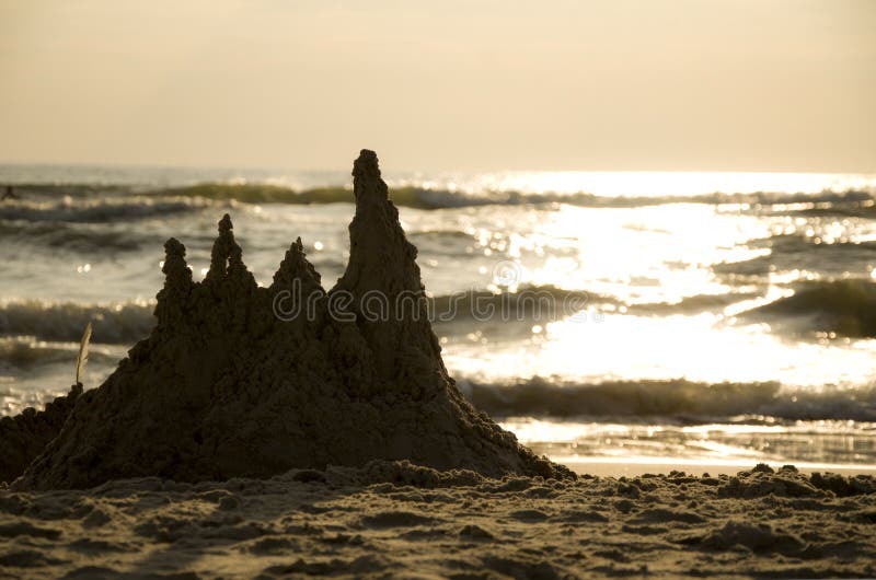 Sand castle near the sea stock image. Image of seashore - 53722431