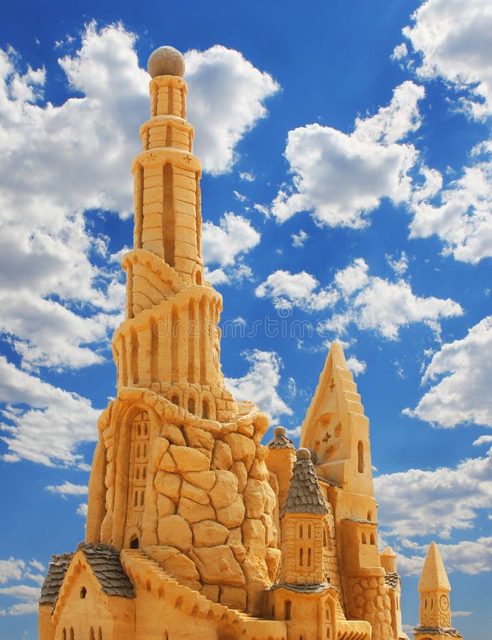 Sand Castle over blue sky stock image. Image of castle - 32522453
