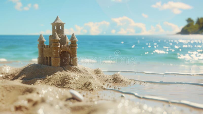 A Sand Castle on a Sandy Beach. Perfect for Vacation Concepts Stock ...
