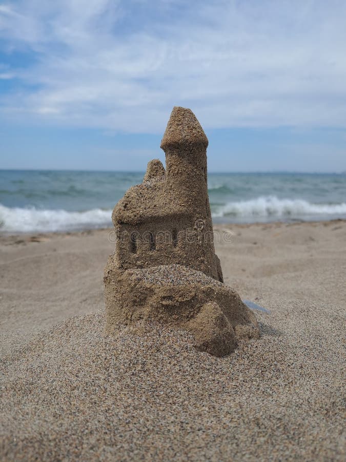 Sand Castle Sculpture on the Shore at the Beach Stock Image - Image of ...
