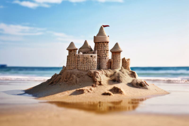 Sand Castle Sculpture on the Summer Beach Stock Photo - Image of beach ...