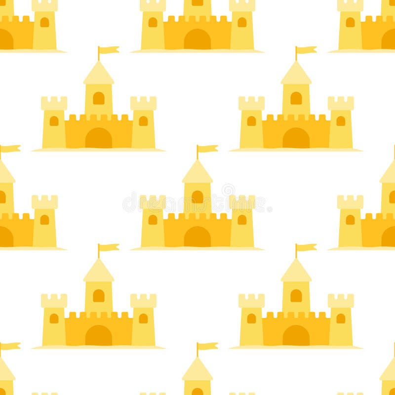 Sand Castle Seamless Pattern Stock Vector - Illustration of tourism ...