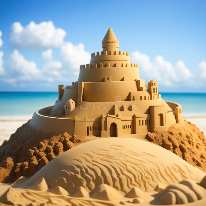 Sand Castle with Towers on the Beach. the Concept of Dreams and Desires ...