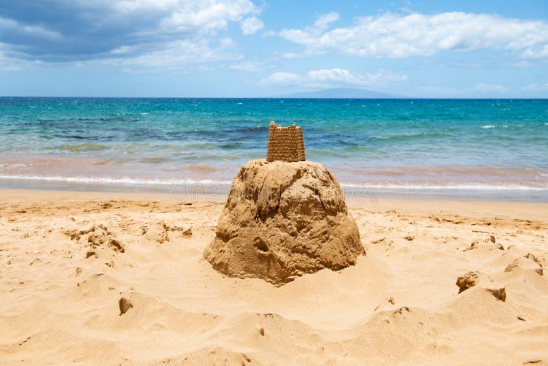 Sand Castle. Tropical Beach with Sea Sand on Summer Vacation. Stock ...