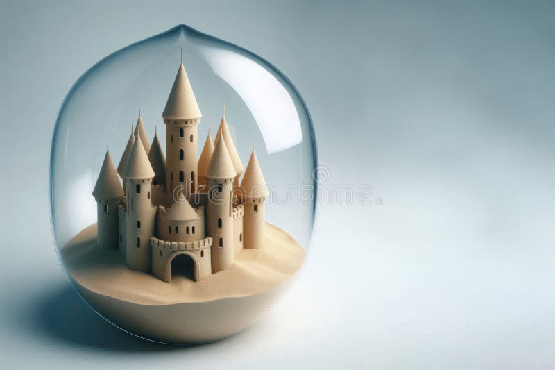 A Sand Castle Under a Glass Dome. Space for Text. Stock Photo - Image ...