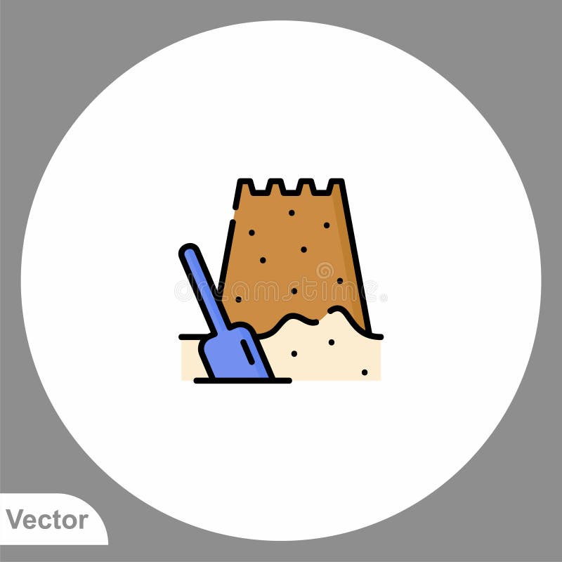 Sand Castle Vector Icon Sign Symbol Stock Vector - Illustration of sand ...