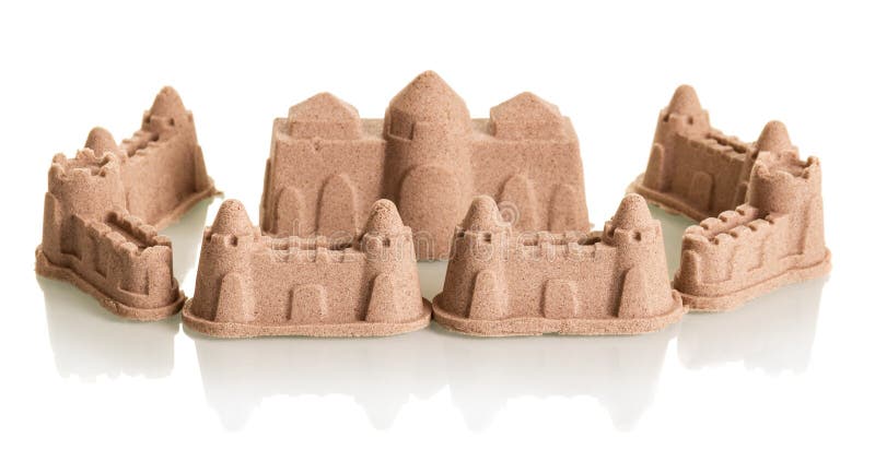 Sand Castles of Kinetic and Toys Isolated on White. Stock Image - Image ...