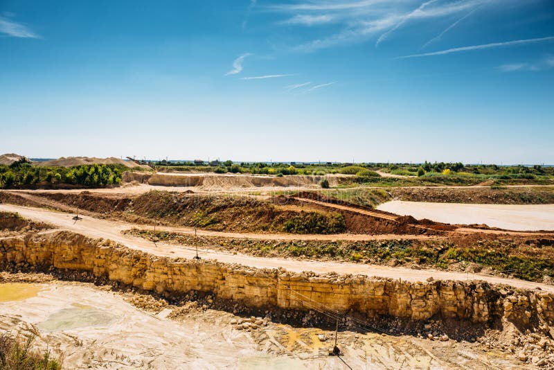 Sand and Clay Quarry Mining Landscape Stock Photo - Image of building ...