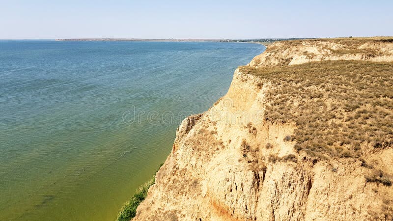 Sand cliff sea view. stock photo. Image of cliff, island - 164577796