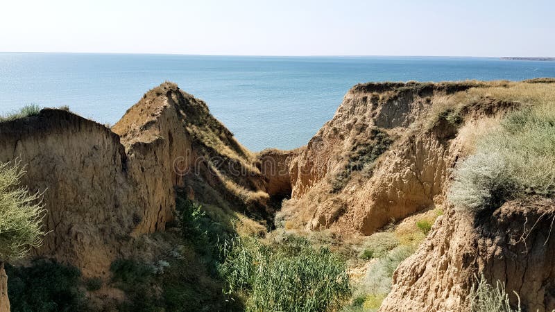 Sand cliff sea view. stock photo. Image of ukraine, cliff - 164577798