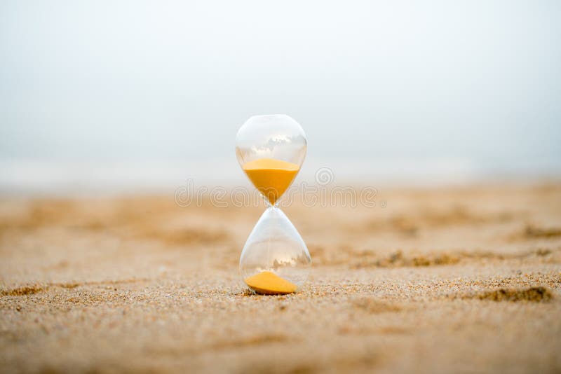 Sand Clock on the Beach, Business Time Management Concept Stock Photo ...