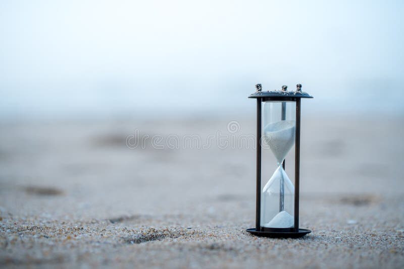 Sand Clock on the Beach, Business Time Management Concept Stock Image ...