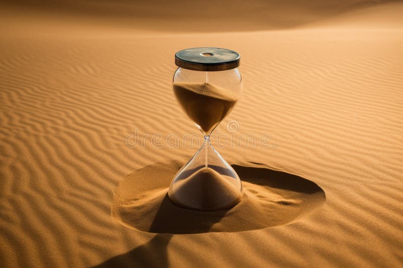 Sand Clock in Desert. Generative AI Stock Illustration - Illustration ...