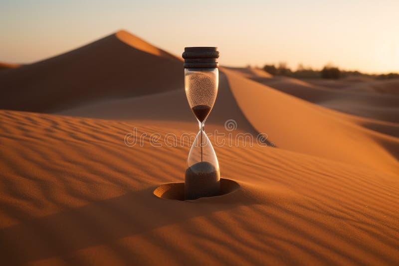 Sand Clock in Desert. Generative AI Stock Illustration - Illustration ...