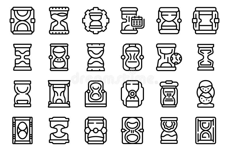 Sand Clock Icons Set Outline Vector. Time Watch Stock Illustration ...