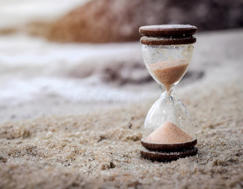 Sand Clock on Sandy Beach. Generative AI Stock Illustration ...