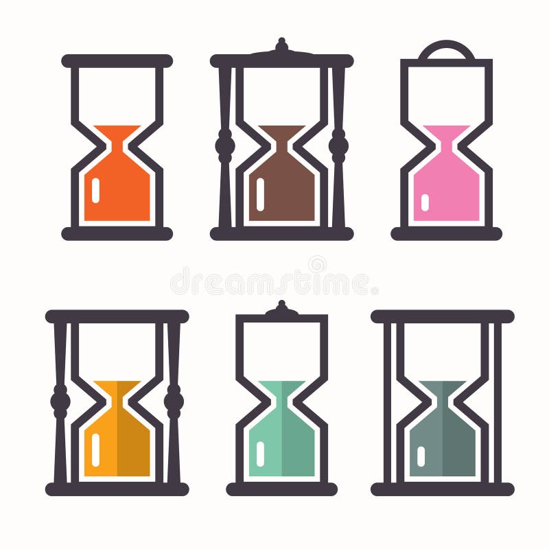 Sand Clock. Vector Retro Flat Design Icons Stock Vector - Illustration ...