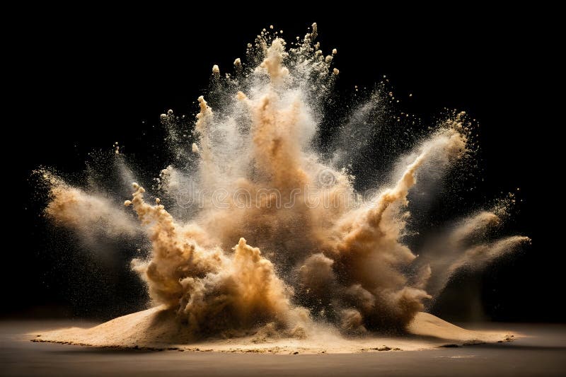 Sandy Dust Splash on Black Background Stock Illustration - Illustration ...