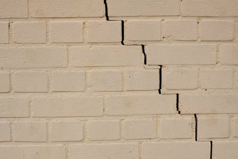 Sand Color Brick Wall with Stairs Texture, Crack on it. Stock Image ...
