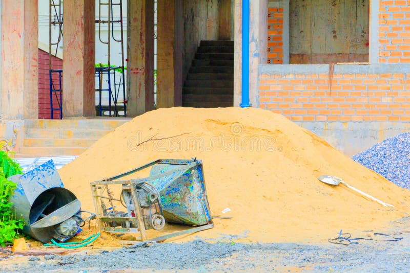 Sand in Construction Site Workplace Building Stock Photo - Image of ...