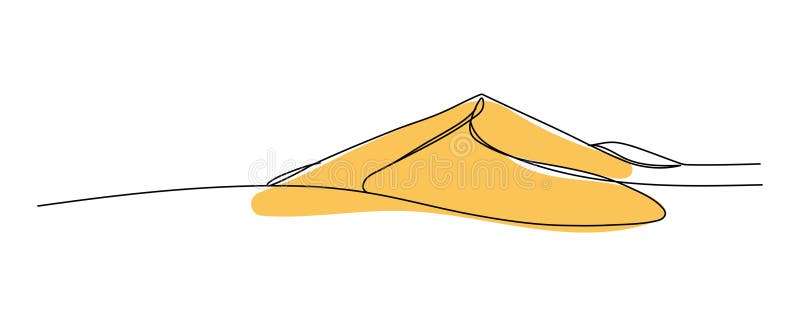 Sand Desert Hill Continuous One Line Drawing. Editable Stroke Stock ...