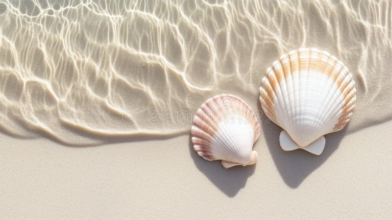A Sand Dollar and a Scallop Shell Placed Side by Side on a Clean Sandy ...