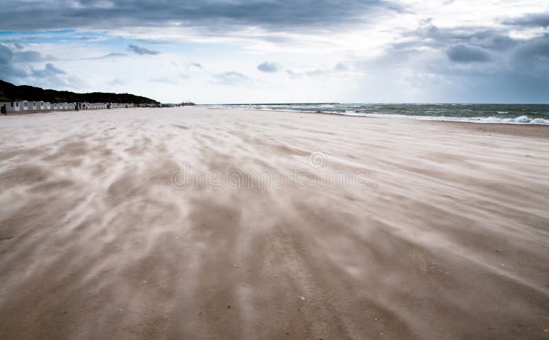 Sand drifting across beach stock image. Image of brown - 19260143