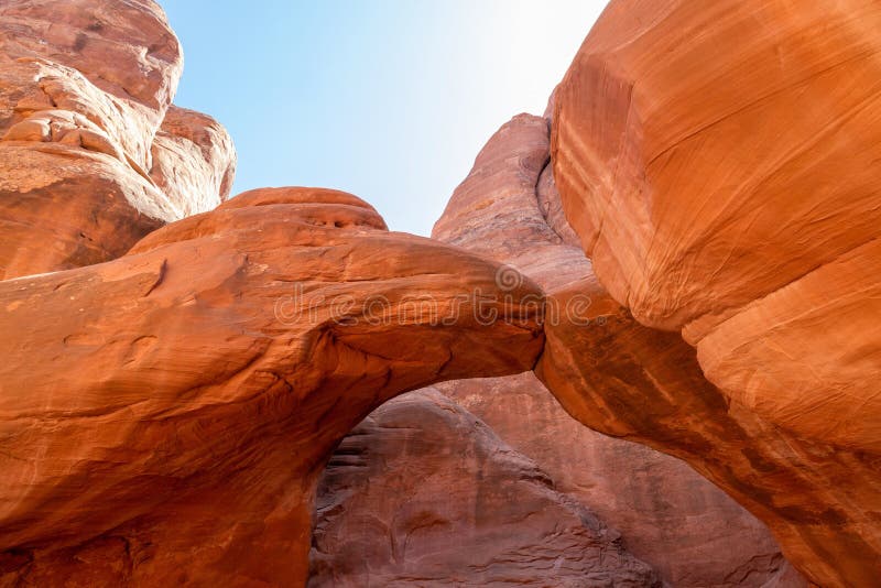 Sand Dune Arch in Arches National Park Utah Stock Image - Image of blue ...