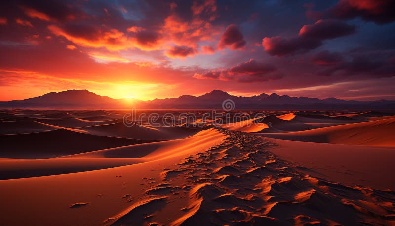 Sand Dune Landscape, Sunset Outdoors, Cloud Sky, Dry Heat Temperature ...