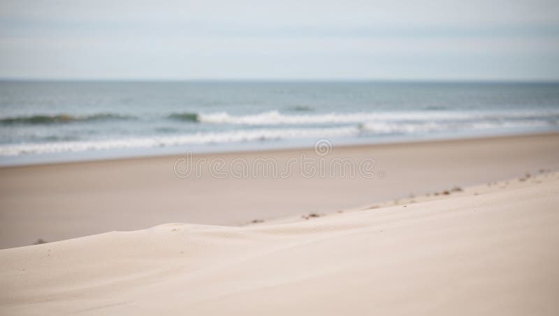 Sand Dune Overlooking Blurred Ocean Waves on Cloudy Day Stock ...